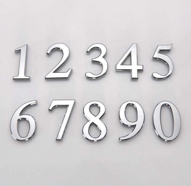 Chrome Self Adhesive Classic Style House Door Numbers – Stucc