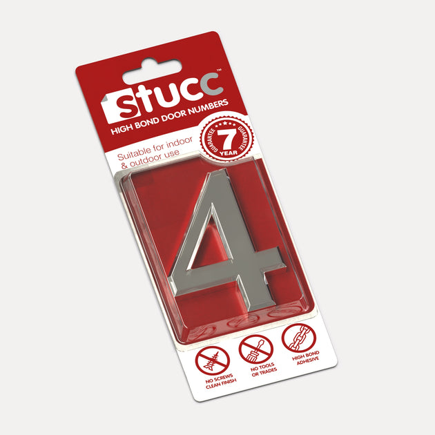 Chrome Self Adhesive Classic Style House Door Numbers – Stucc